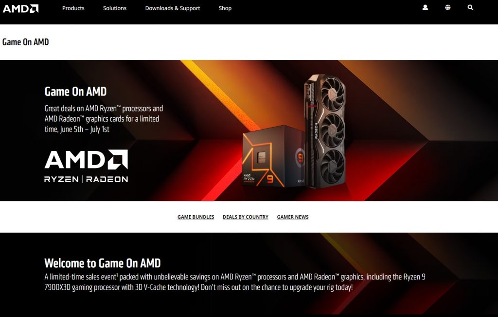 AMD推出Game On AMD遊戲暢玩活動，即日起至7月1日凡購買指定Ryzen處理器或Radeon顯示卡產品即可獲得熱門遊戲 ...